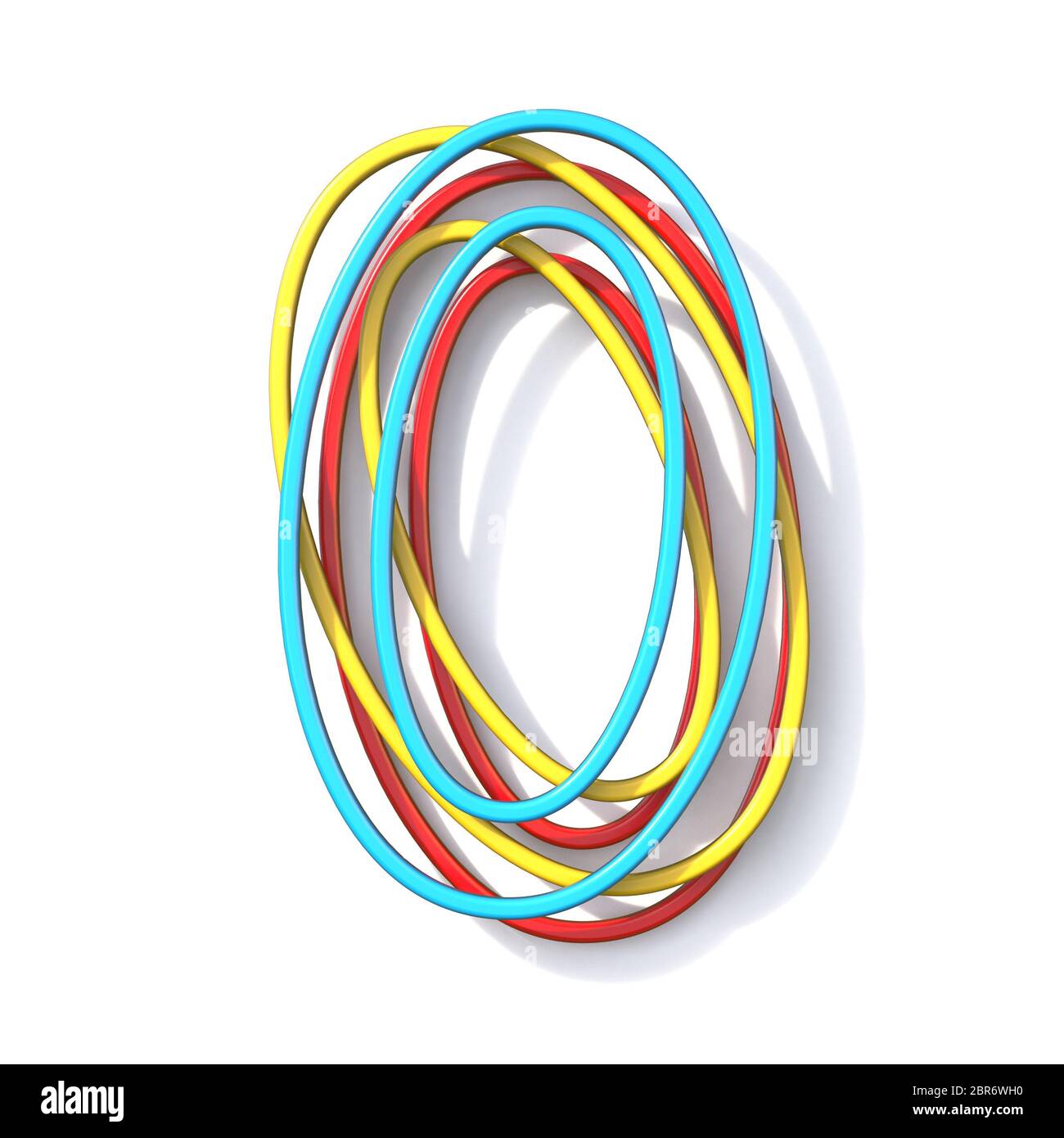 Three basic color wire font number 0 ZERO 3D rendering illustration ...