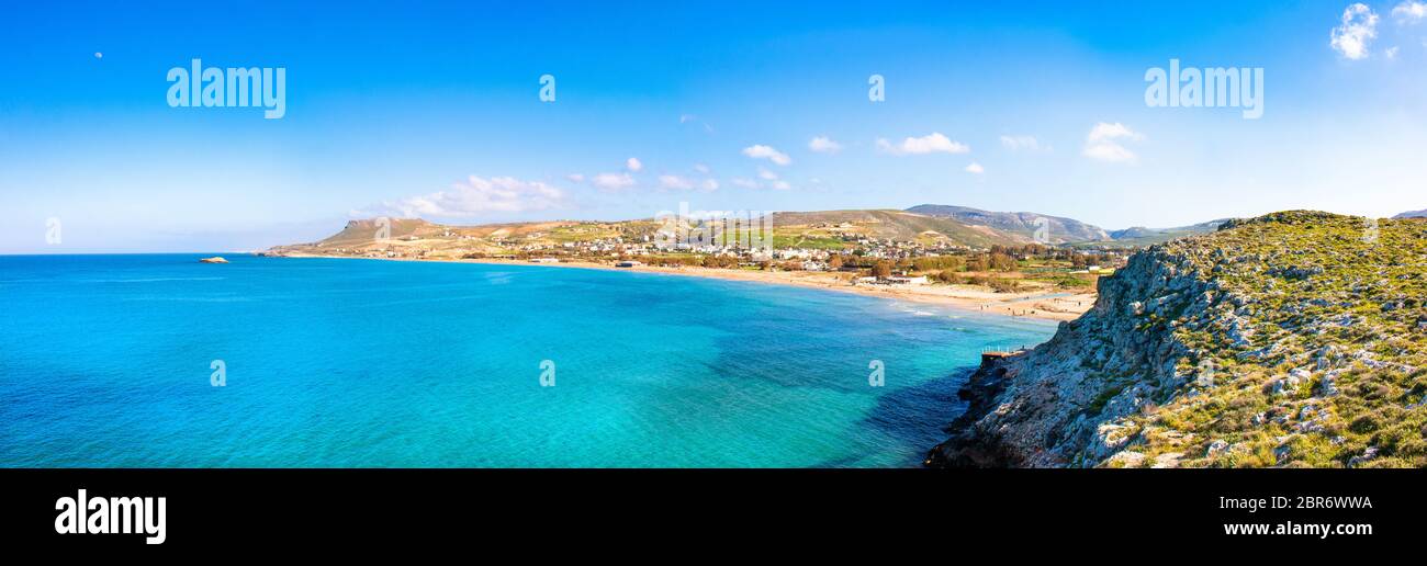Greek holidays - beautiful Karteros beach with turquoise sea. Crete ...