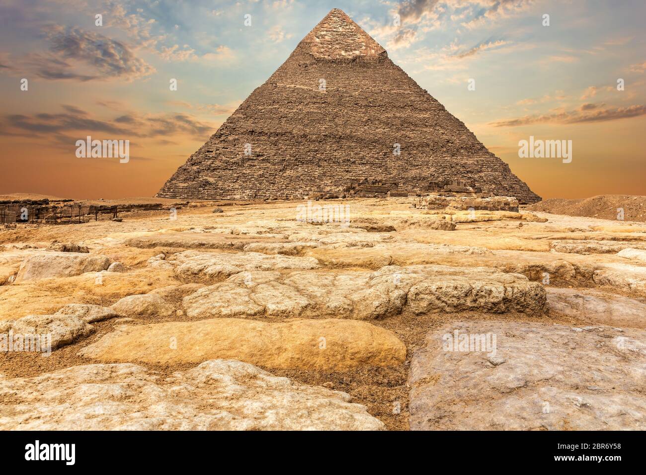 The Pyramid of Chephren in Giza, sunset view Stock Photo - Alamy