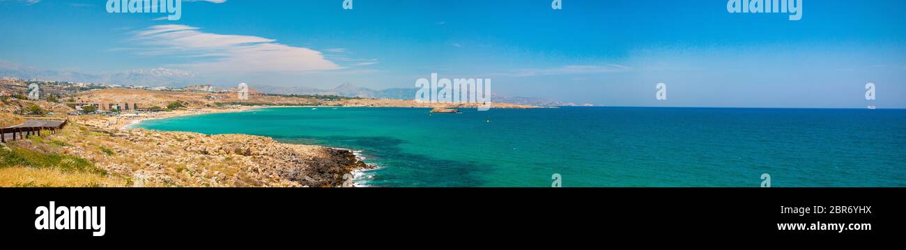 Greek holidays - beautiful Karteros beach with turquoise sea. Crete ...