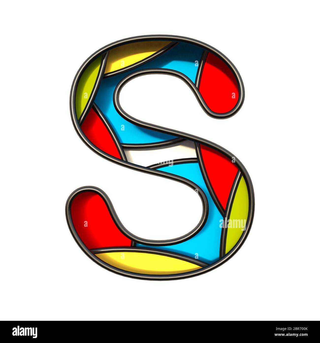 Multi color layers font Letter S 3D rendering illustration isolated on ...
