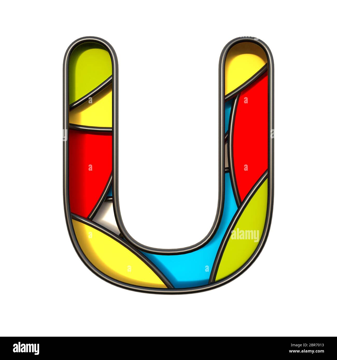 Multi color layers font Letter U 3D rendering illustration isolated on ...