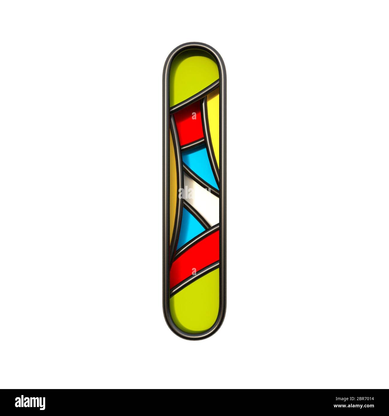 Multi color layers font Letter I 3D rendering illustration isolated on ...