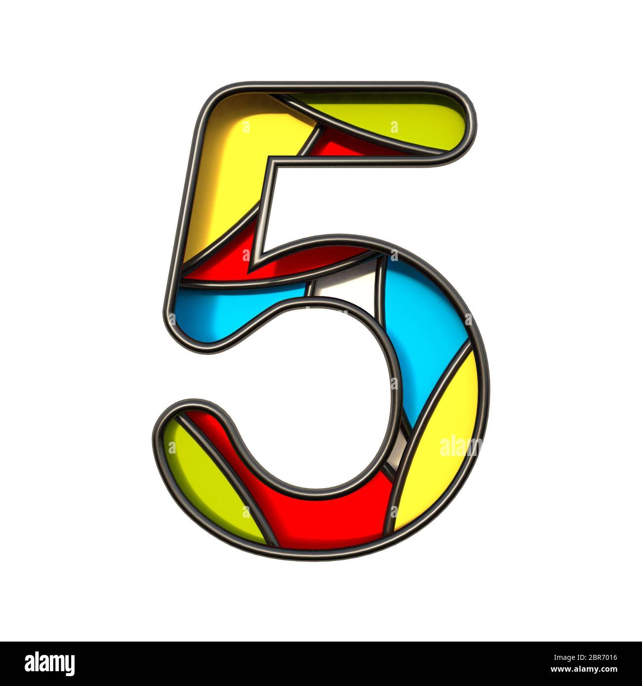 Multi color layers font Number 5 FIVE 3D rendering illustration ...