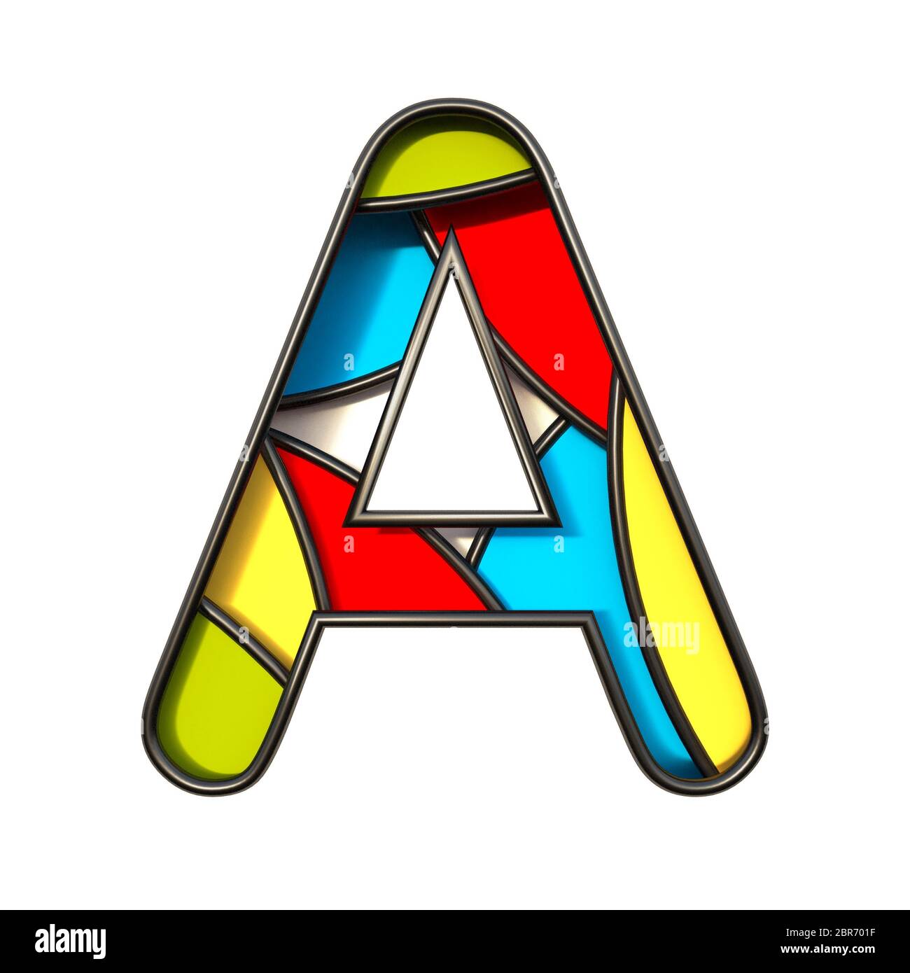 Multi color layers font Letter A 3D rendering illustration isolated on ...