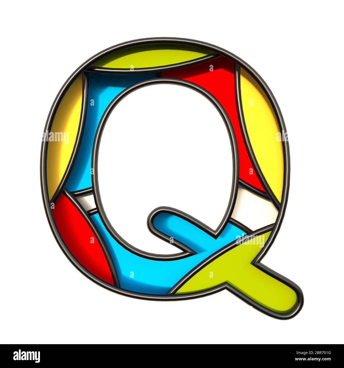 Multi color layers font Letter Q 3D rendering illustration isolated on ...