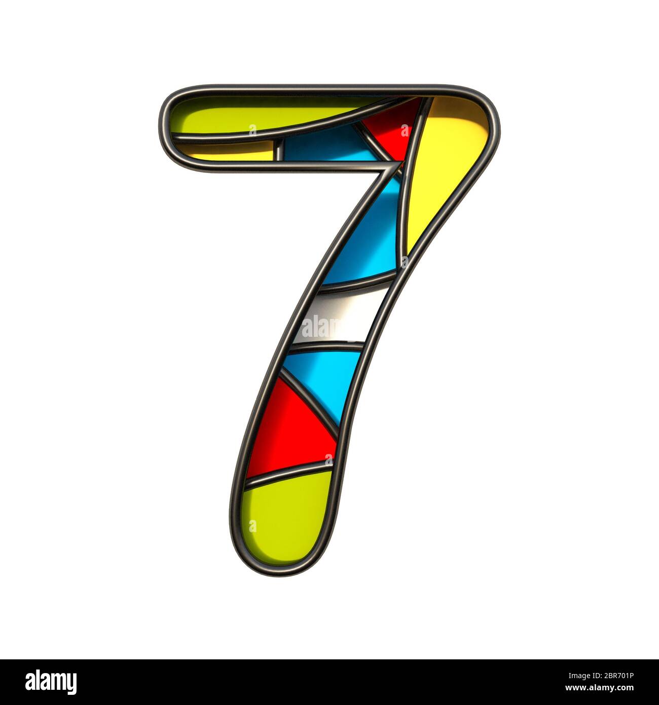 Multi color layers font Number 7 SEVEN 3D rendering illustration ...