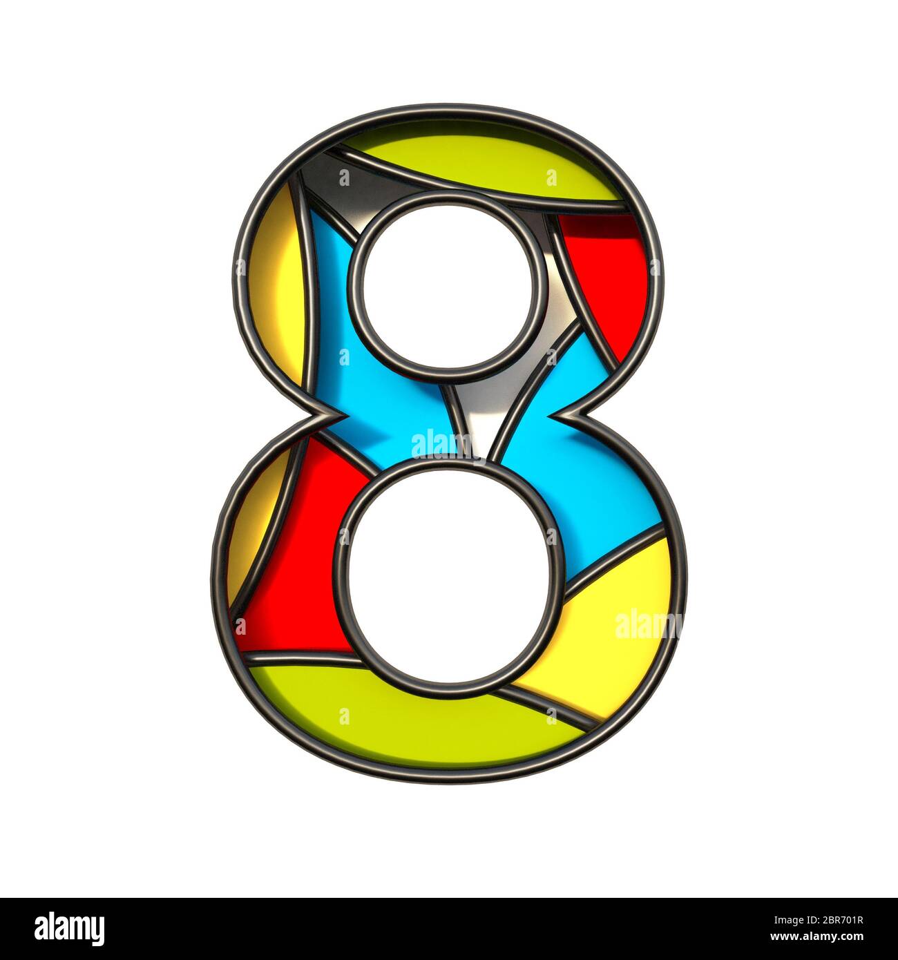 Multi color layers font Number 8 EIGHT 3D rendering illustration ...