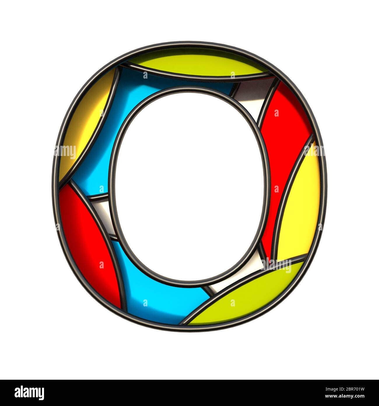 Multi color layers font Letter O 3D rendering illustration isolated on ...