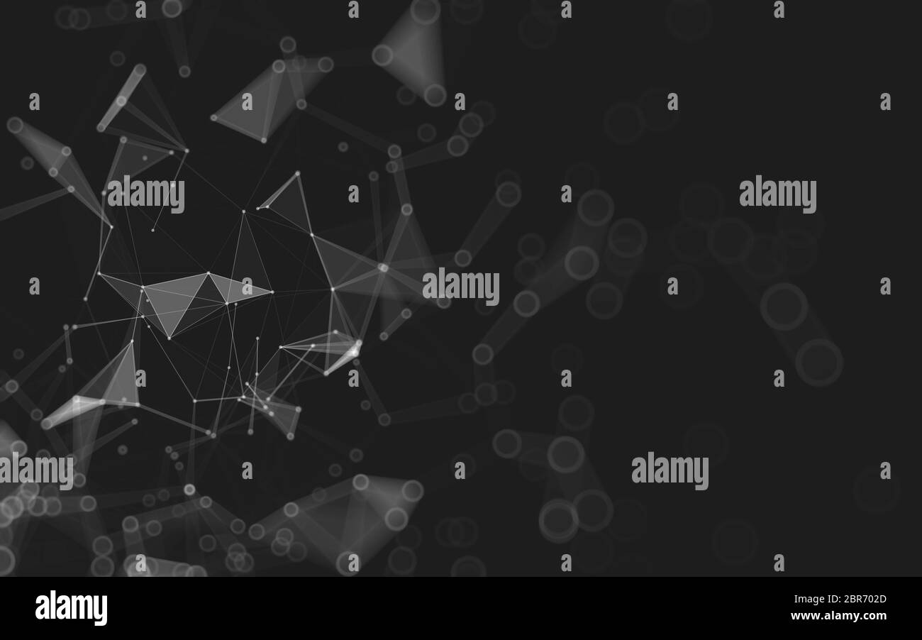 Abstract polygonal space low poly dark background with connecting dots and lines. Connection ...