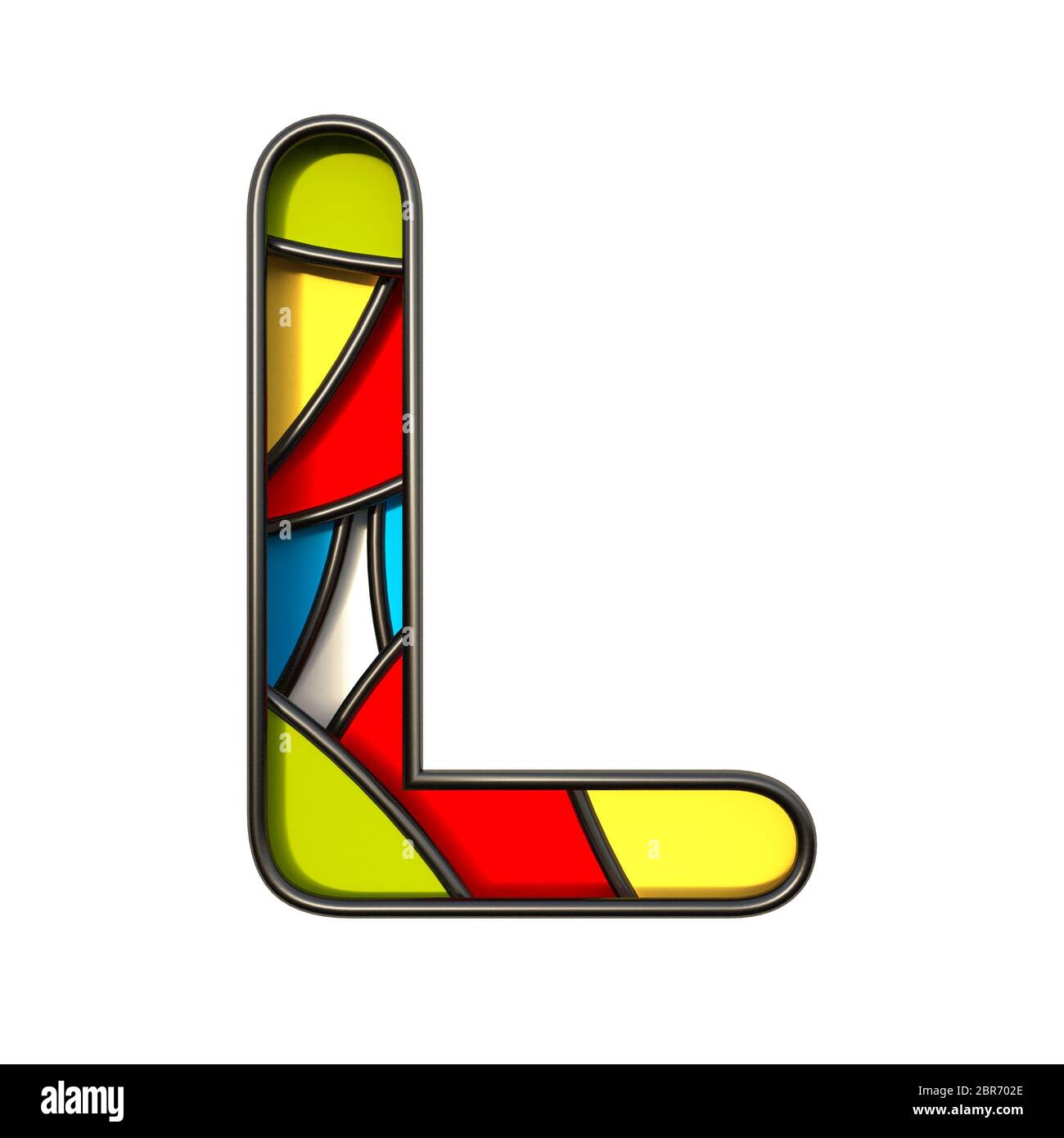 Multi color layers font Letter L 3D rendering illustration isolated on ...