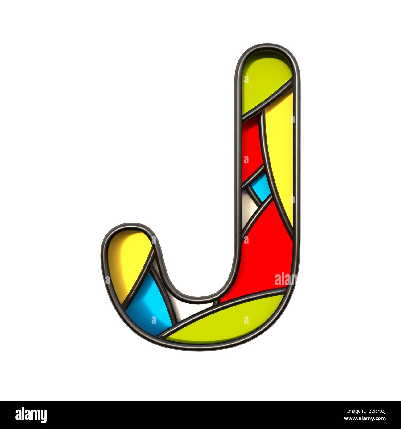 Multi color layers font Letter J 3D rendering illustration isolated on ...