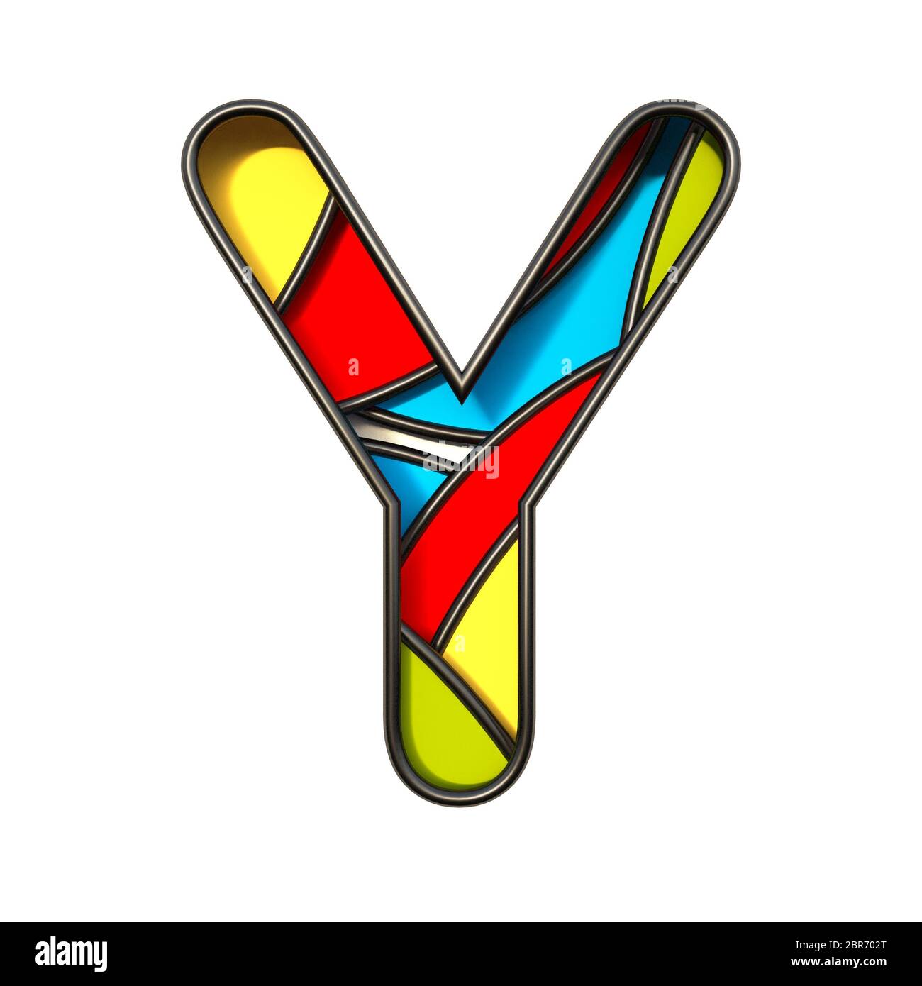 Multi color layers font Letter Y 3D rendering illustration isolated on ...