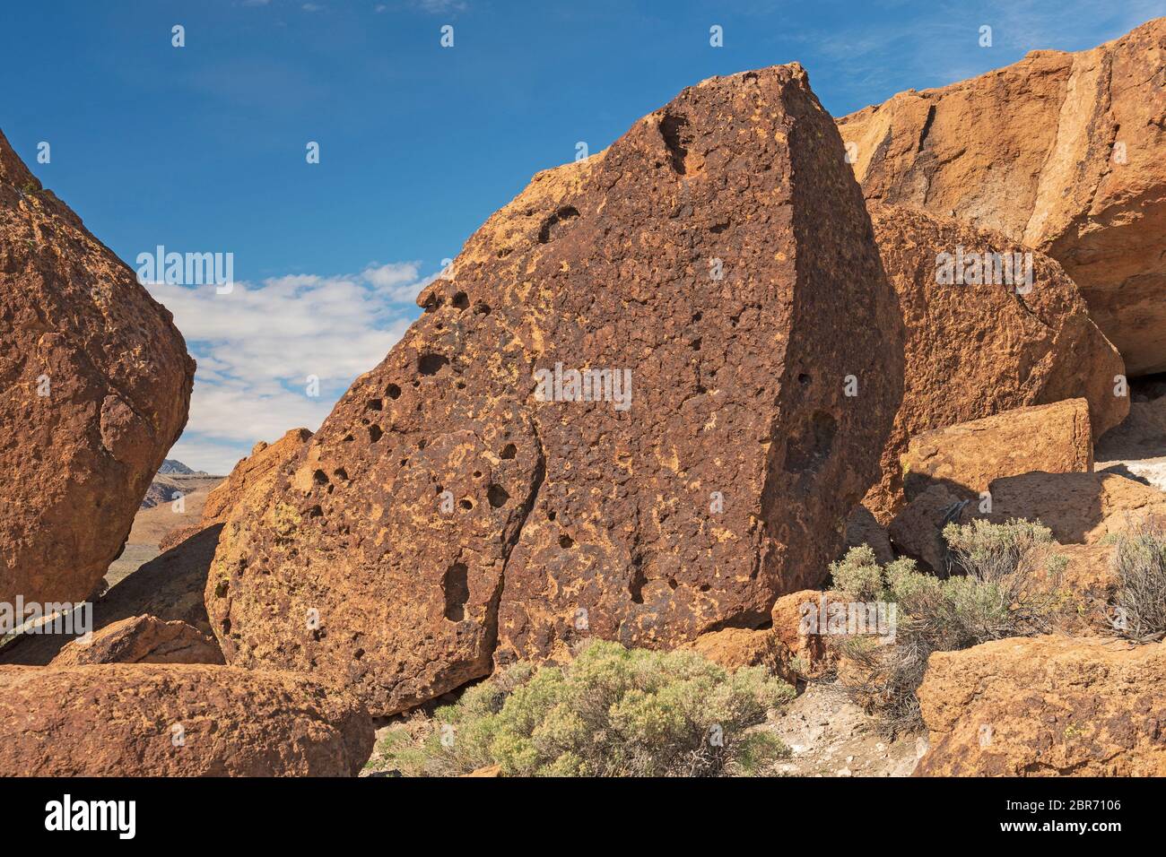 Volcanic Rocks in the Desert Sun in the Mojave National Preserve in ...