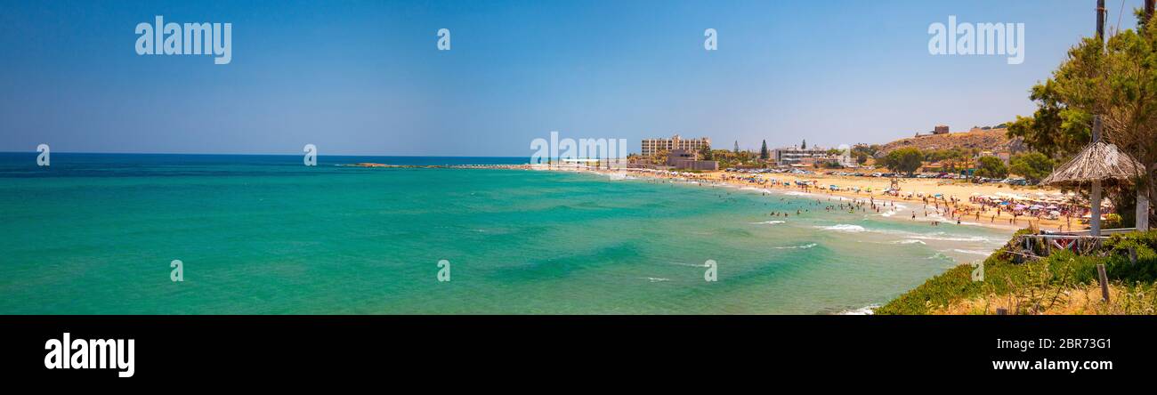 Greek holidays - beautiful Kokkini Hani, Arena beach with turquoise sea ...