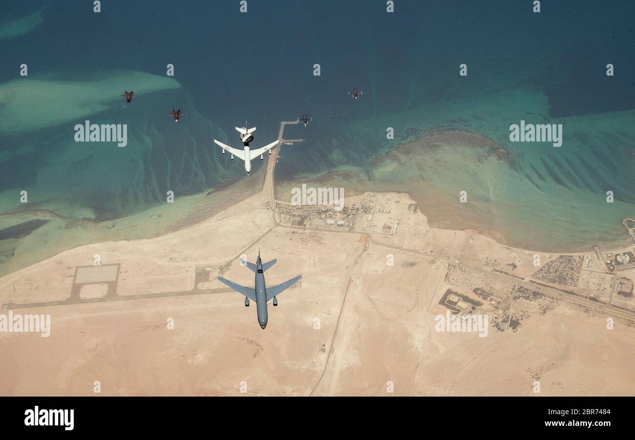 380th Air Expeditionary Wing aircraft, to include a KC-10 Extender, E-3 ...