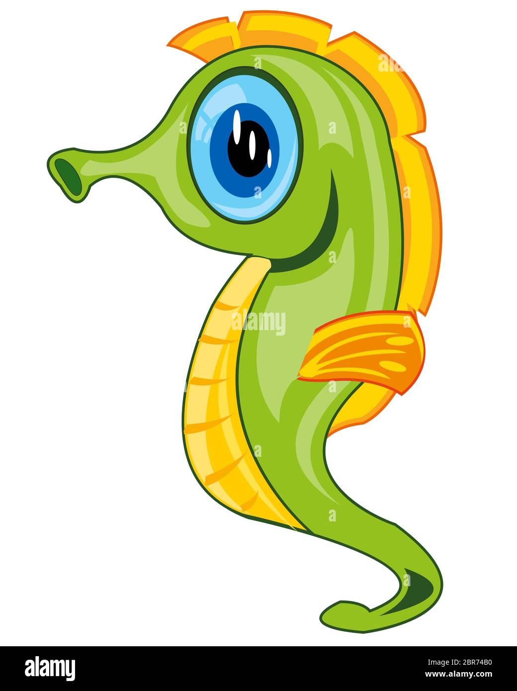 Seahorse comic illustration on white background is insulated Stock ...
