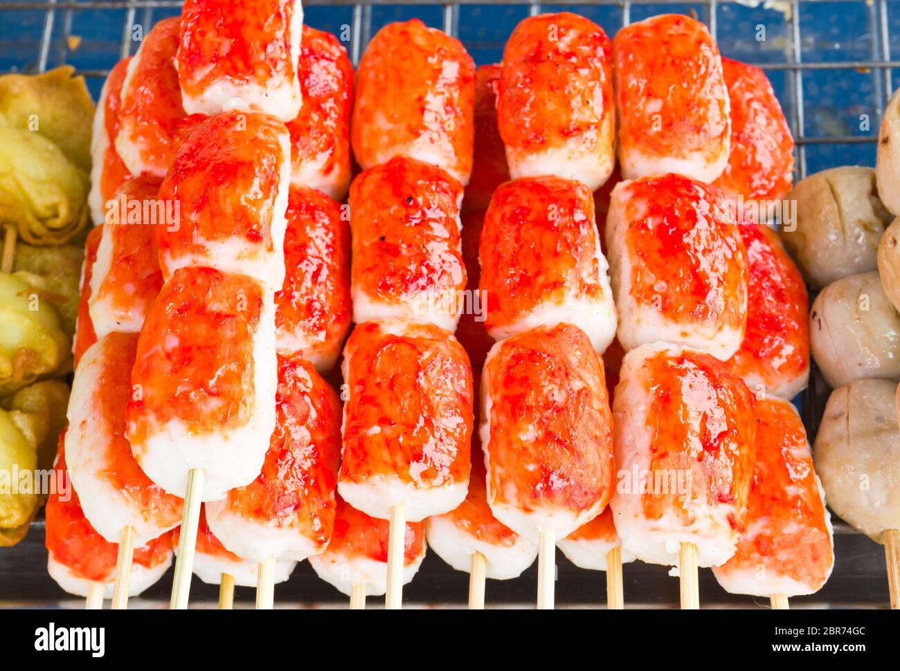 Thai Style grilled Beef Ball in row Stock Photo - Alamy