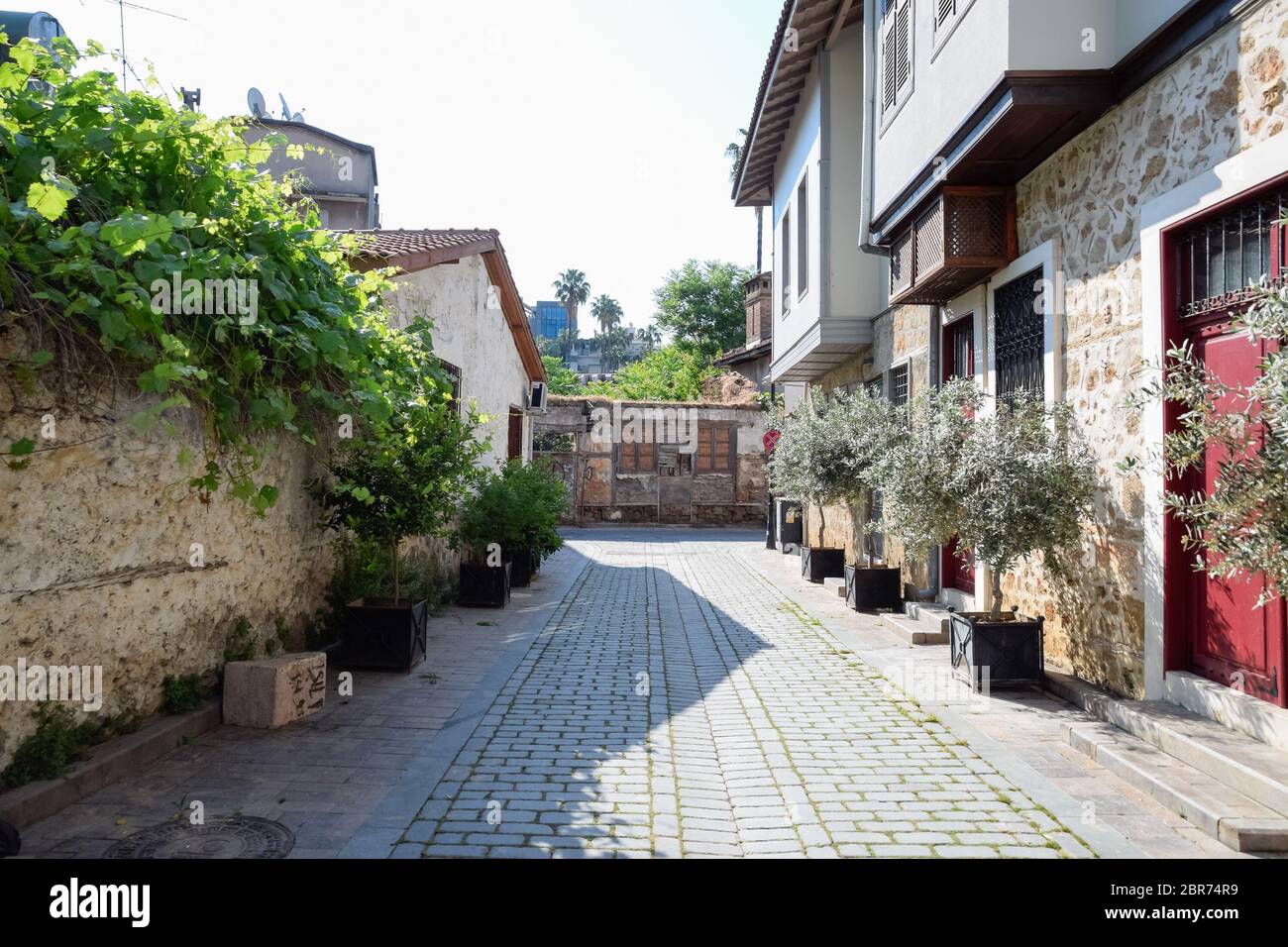 streets of the old town of Kaleici. Ancient district in the city of ...
