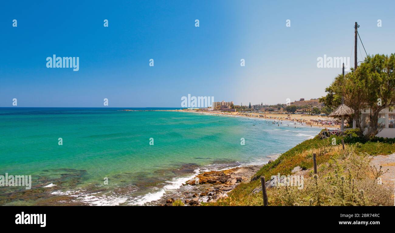 Greek holidays - beautiful Kokkini Hani, Arena beach with turquoise sea ...
