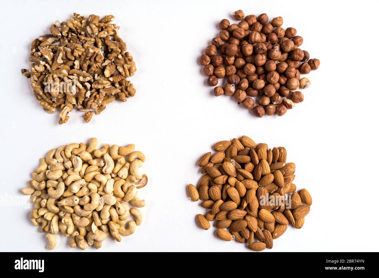 Collection of nuts almonds, hazelnuts, walnuts, cashews for health ...