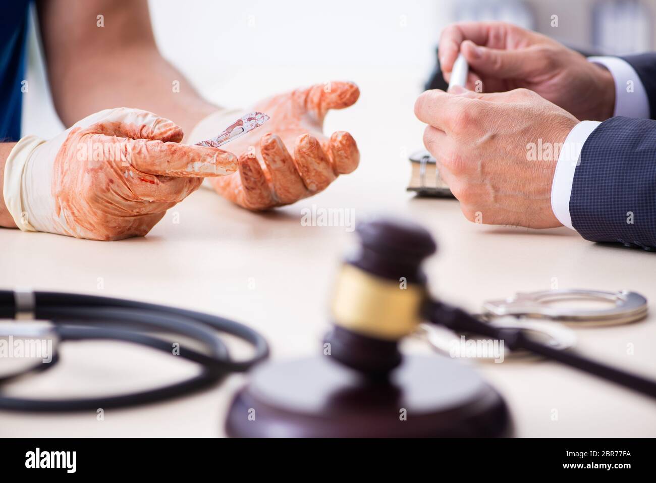 Doctor in courthouse meeting with advocate Stock Photo - Alamy