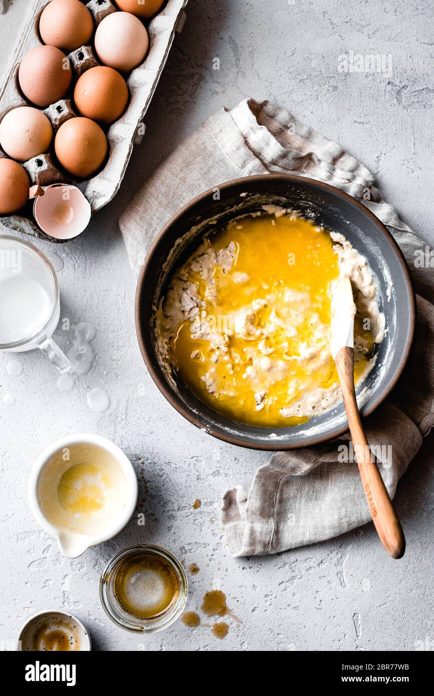Mixing bowl flour wooden spoon hi-res stock photography and images - Alamy