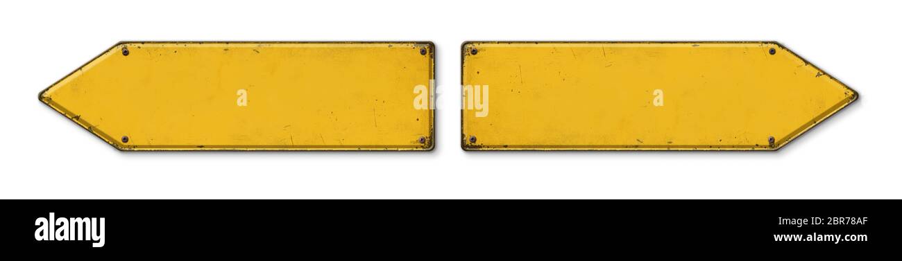 Empty vintage direction signs on a white background Stock Photo - Alamy