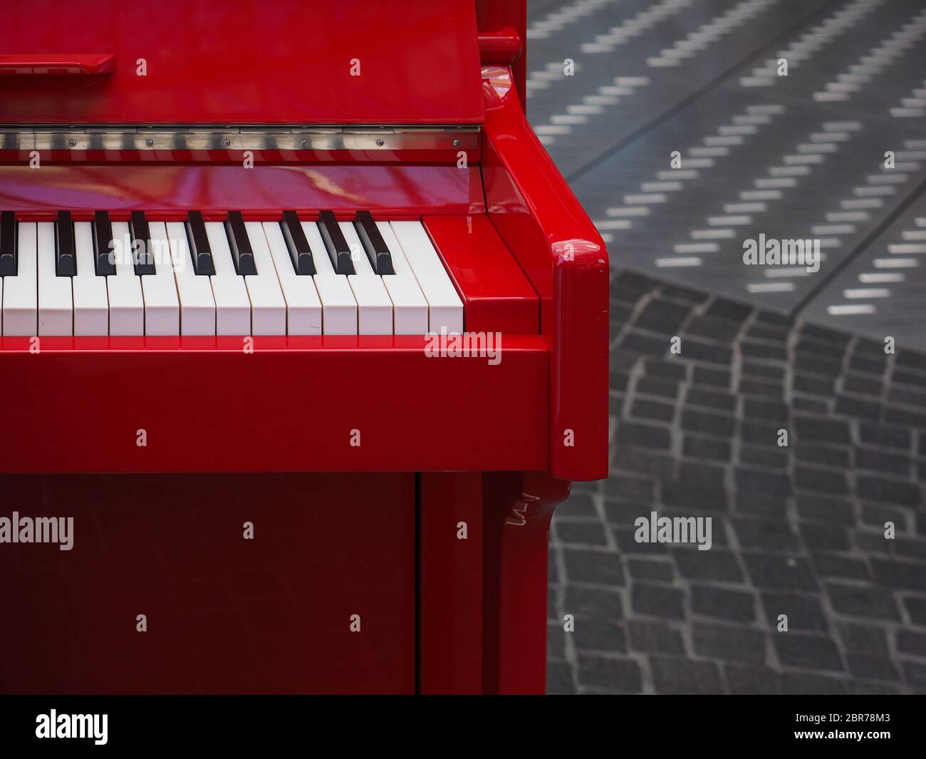 details of a red piano keyboard keys Stock Photo - Alamy