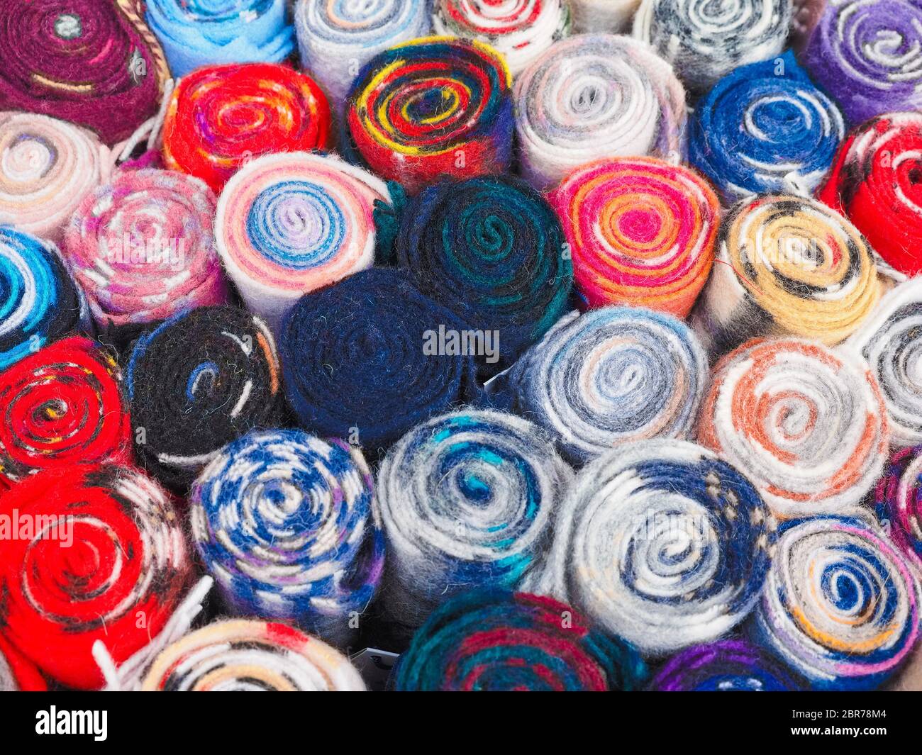 Scottish tartan wool scarves in many different colours Stock Photo - Alamy