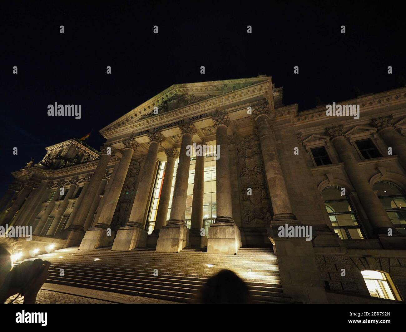 Bundestag German Houses of Parliament in Berlin, Germany at night. Dem ...