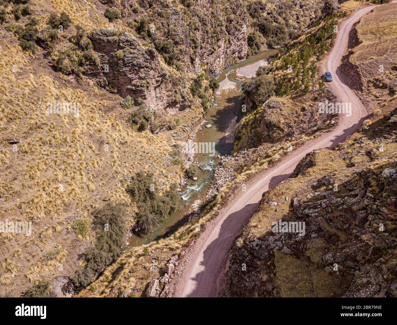 Aerial view of dangerous mountain road in Andes, Peru Stock Photo - Alamy
