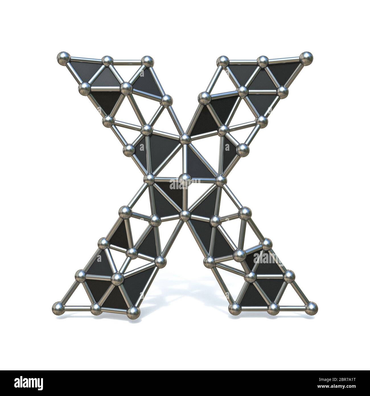 Wire low poly black metal Font Letter X 3D render illustration isolated ...