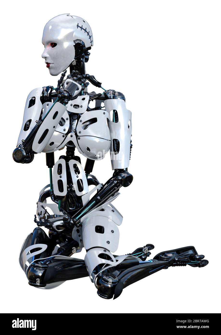 3D rendering of a female robot isolated on white background Stock Photo ...