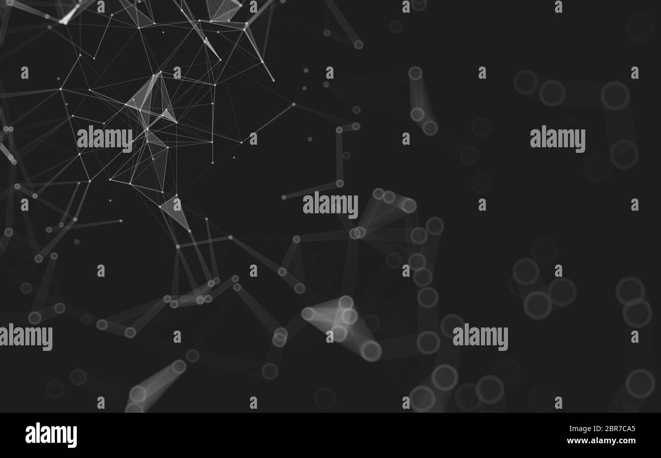 Abstract Polygonal Space Low Poly Dark Background With Connecting Dots And Lines Connection