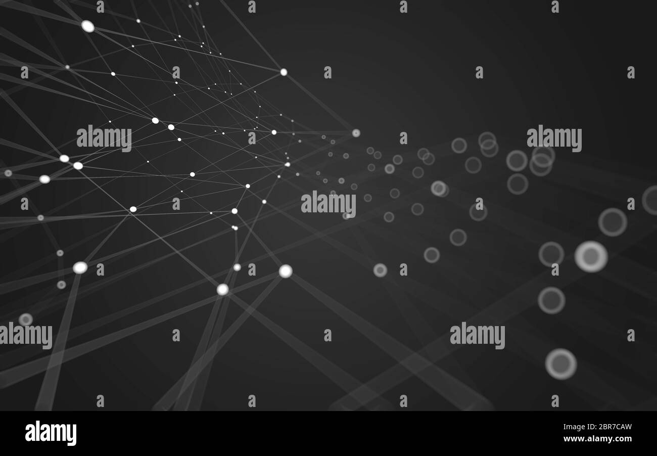 Abstract polygonal space low poly dark background with connecting dots ...