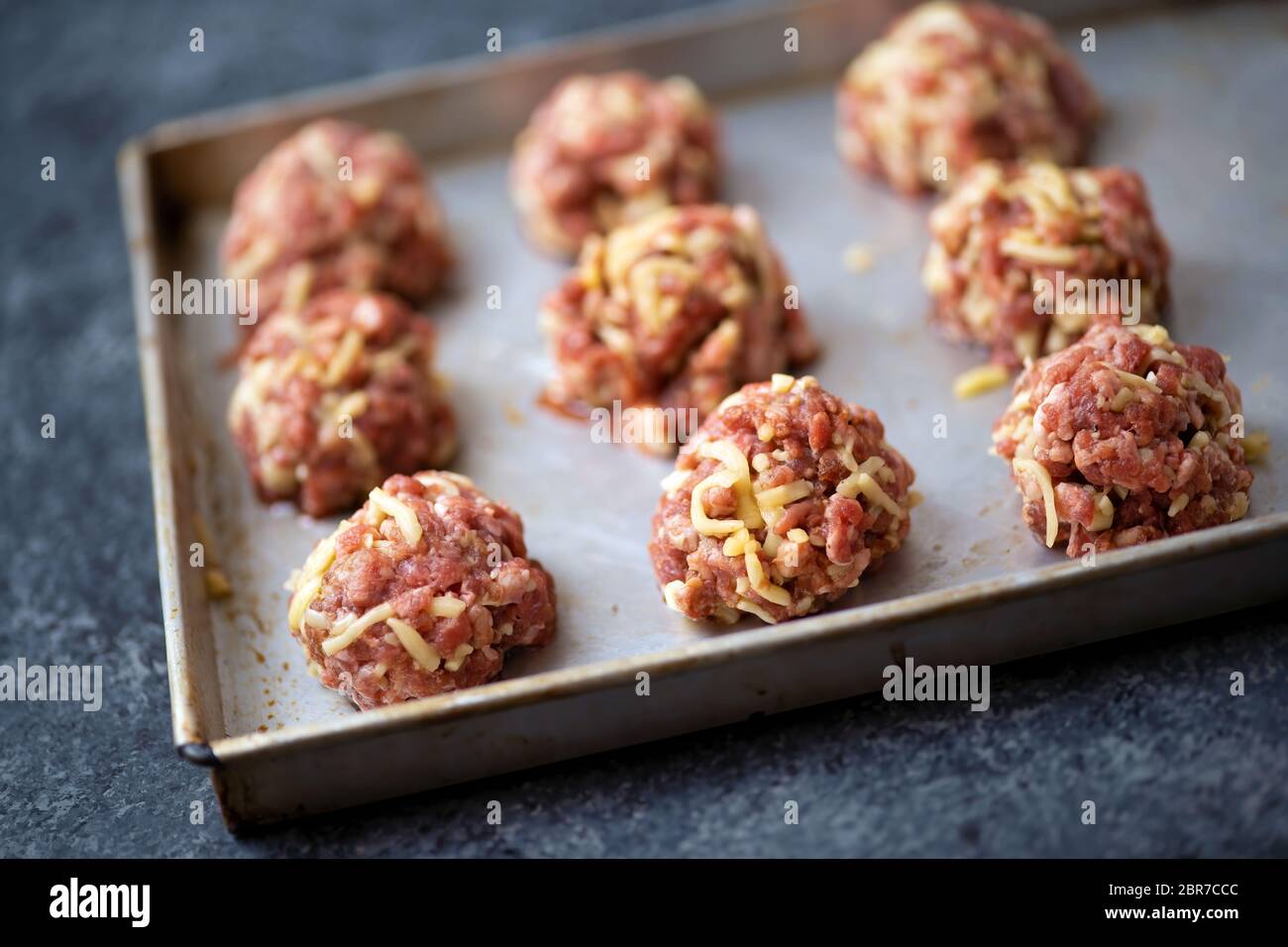 Close up uncooked meatballs hi-res stock photography and images - Alamy