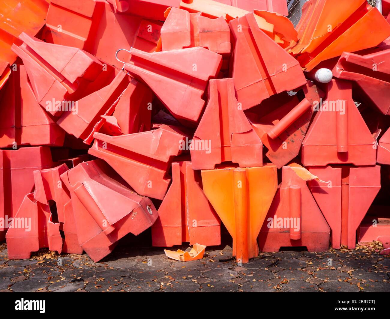 the orange traffic barrier barrels to detour traffic around ...