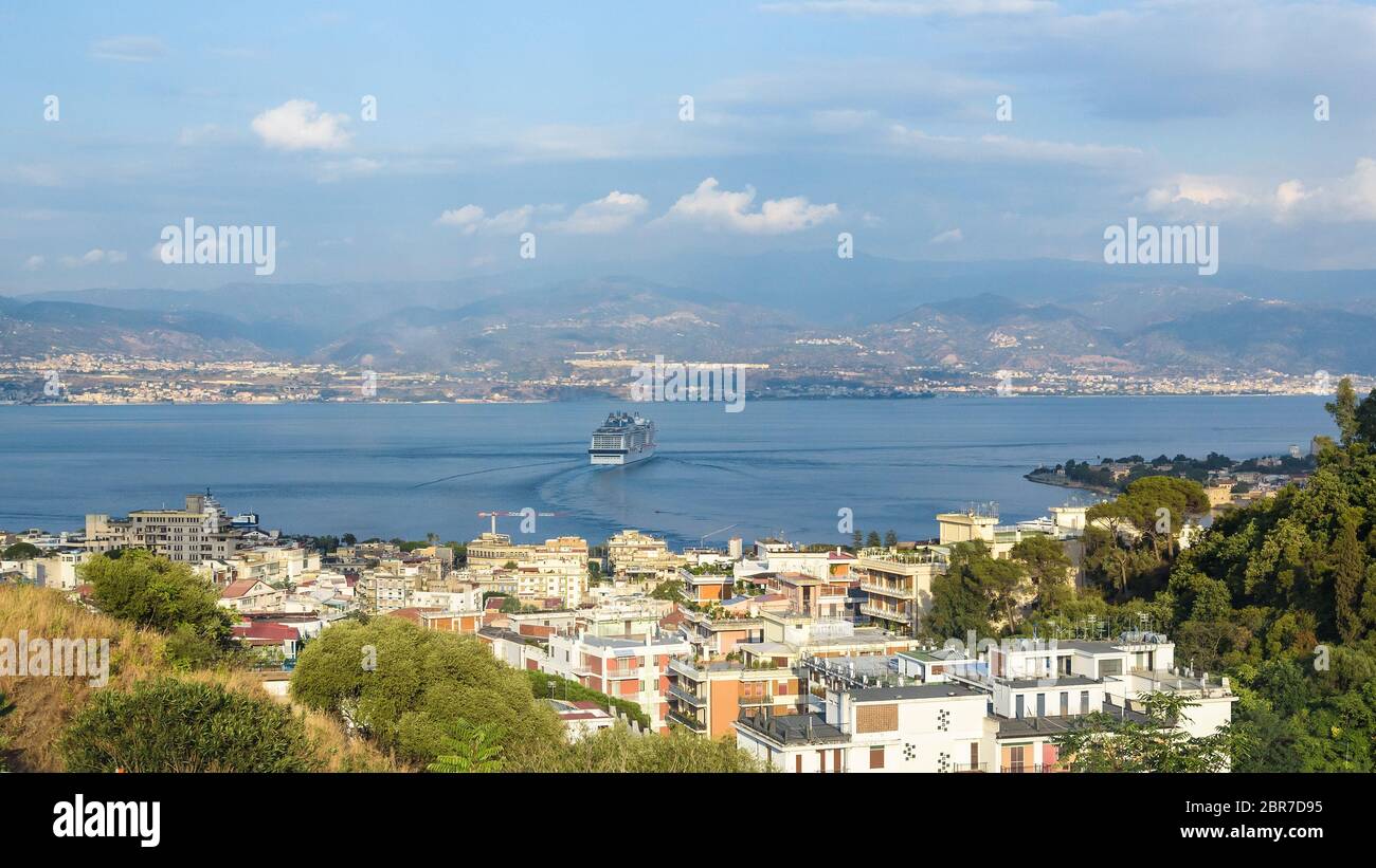 View of the Messina strait between Sicily and Calabria, Italy Stock ...