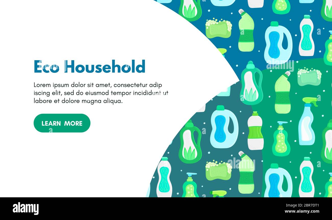 Vector background with eco friendly household cleaning supplies ...