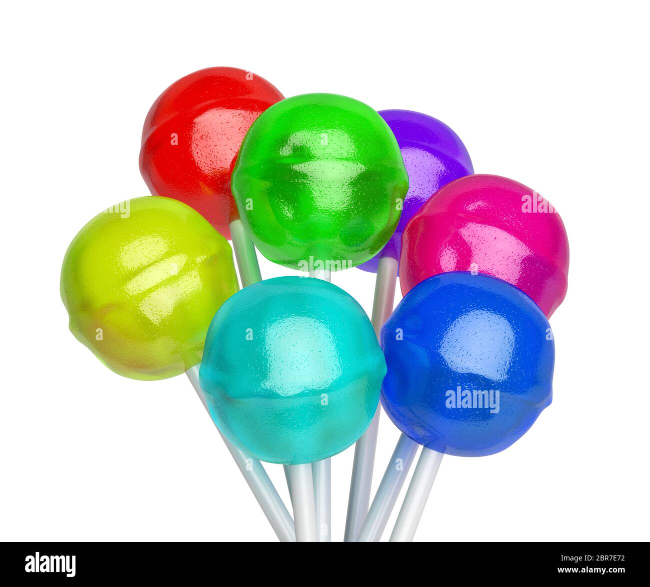 Group of lollipops with different colors and flavors, isolated on white ...
