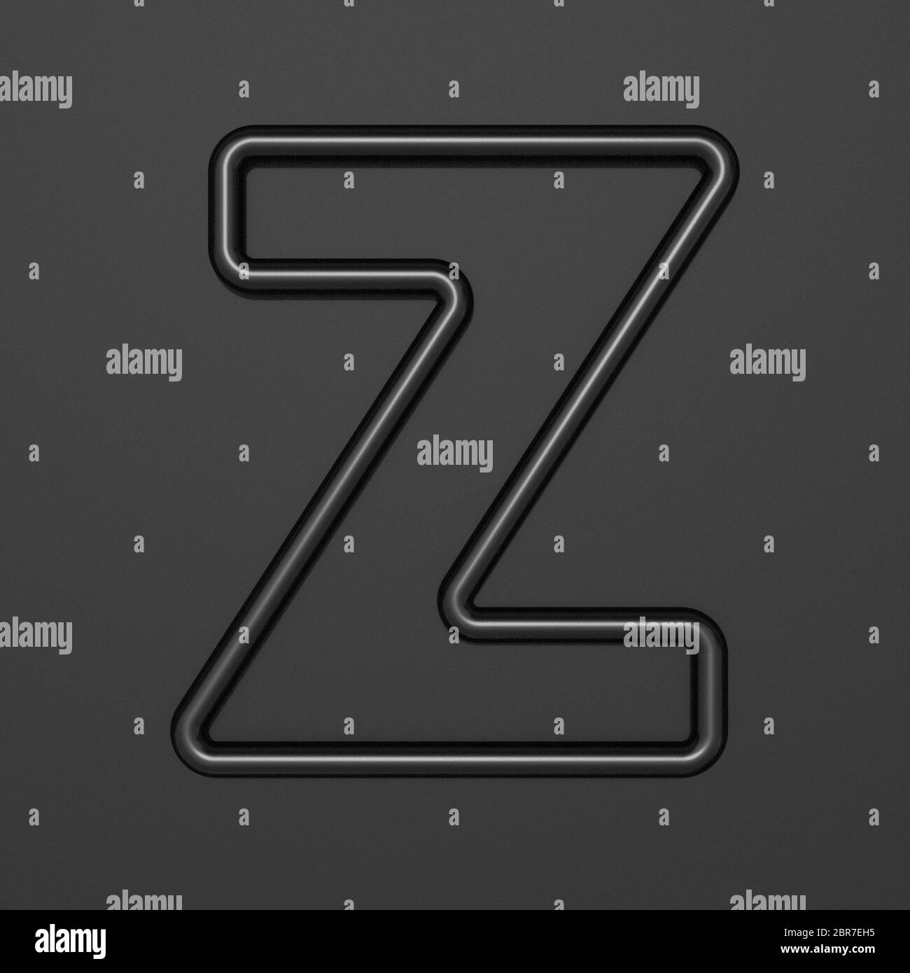 Black outline font Letter Z 3D illustration on black background Stock ...