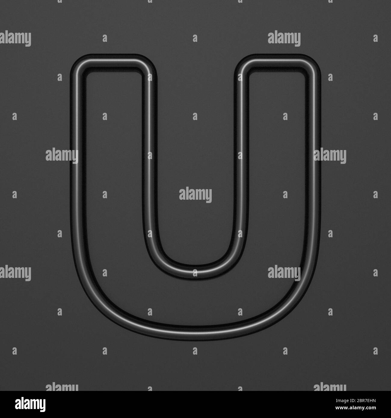 Black outline font Letter U 3D illustration on black background Stock ...