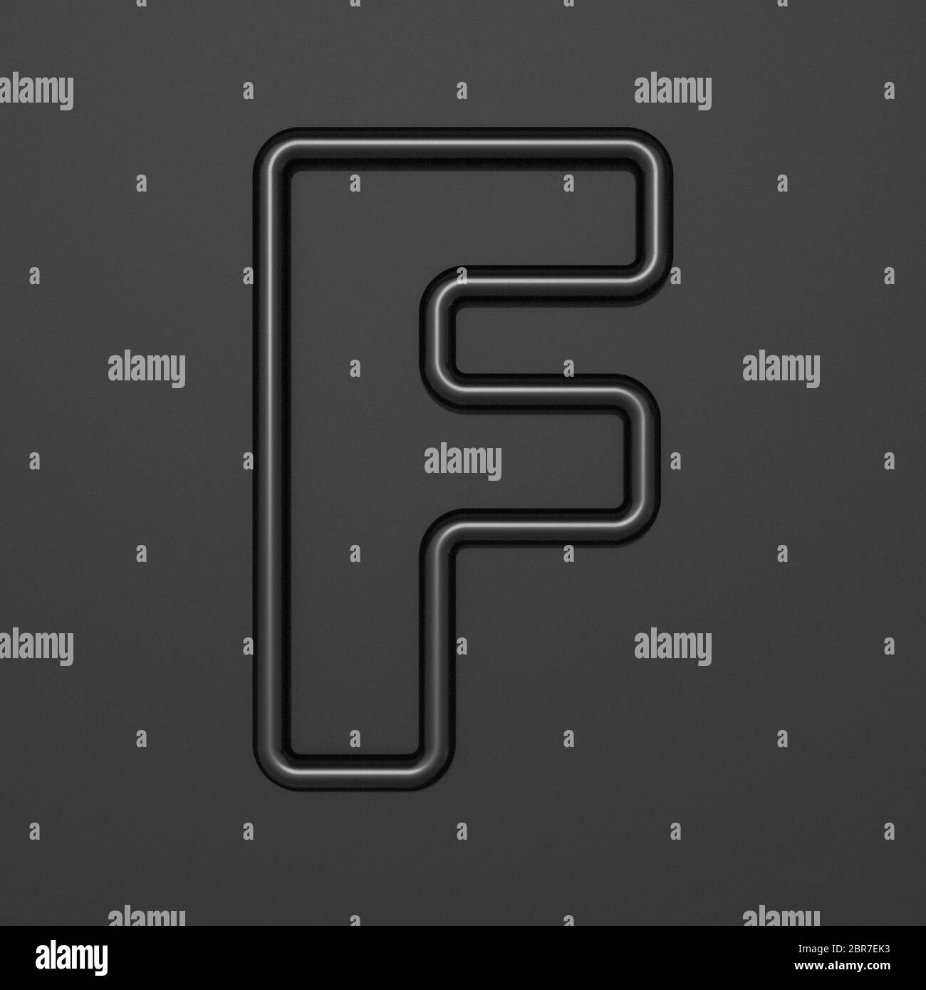 Black outline font Letter F 3D illustration on black background Stock ...
