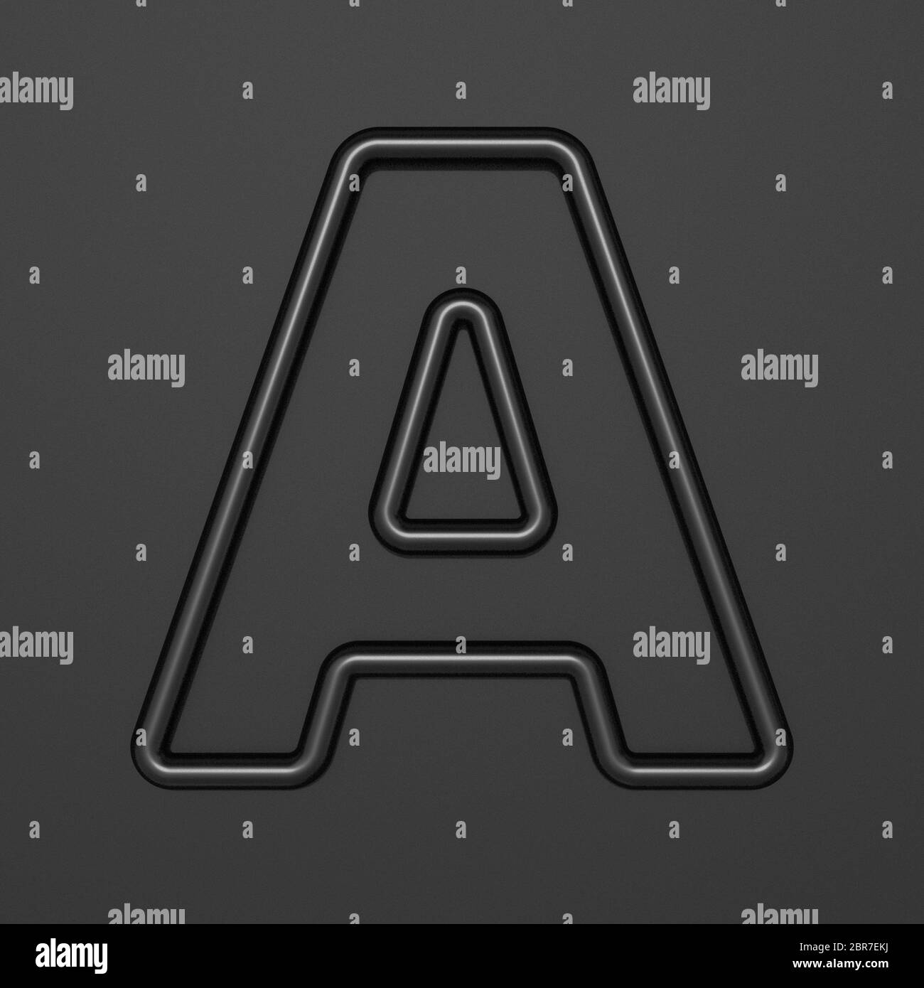 Black outline font Letter A 3D illustration on black background Stock ...
