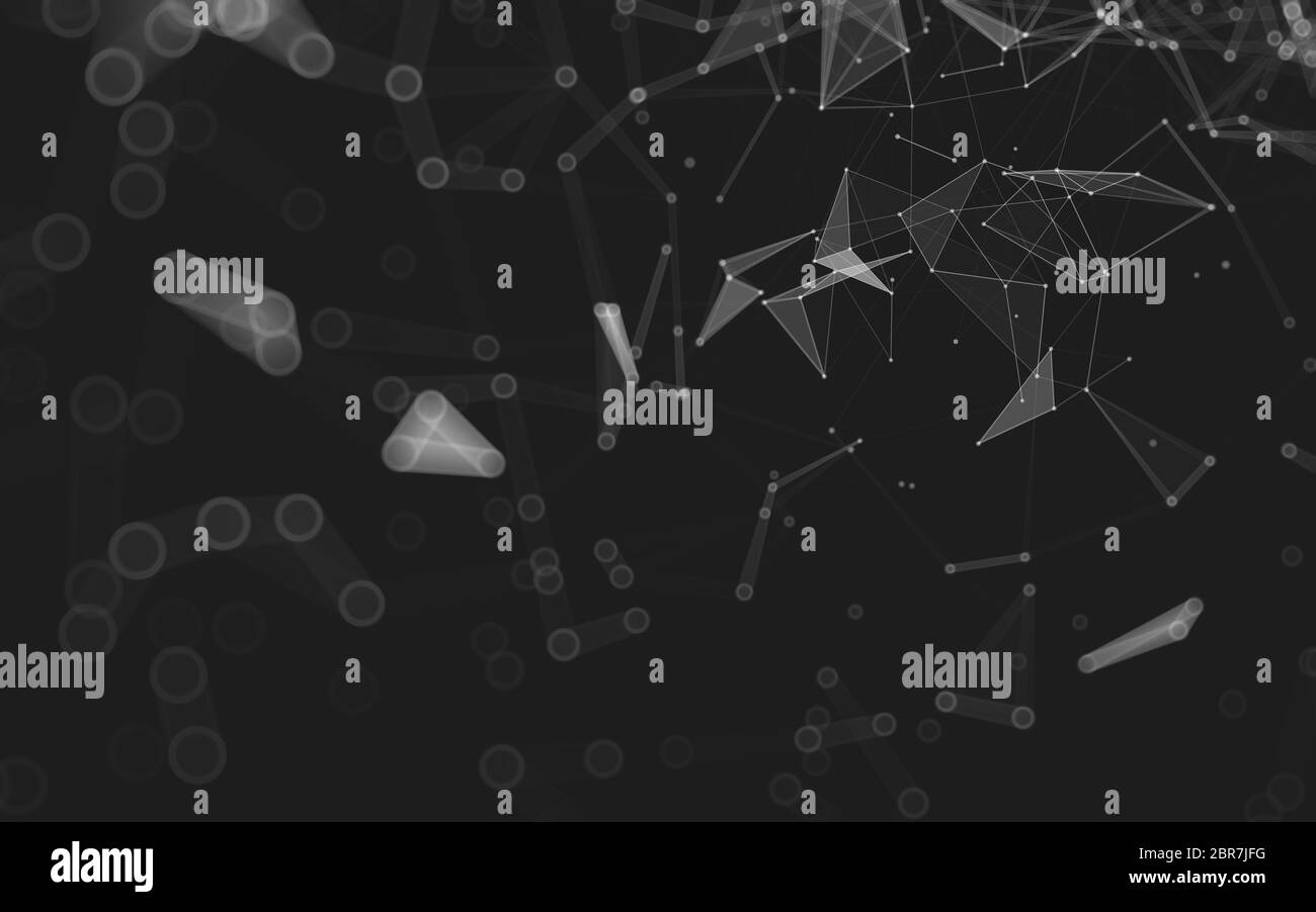 Abstract polygonal space low poly dark background with connecting dots and lines. Connection ...