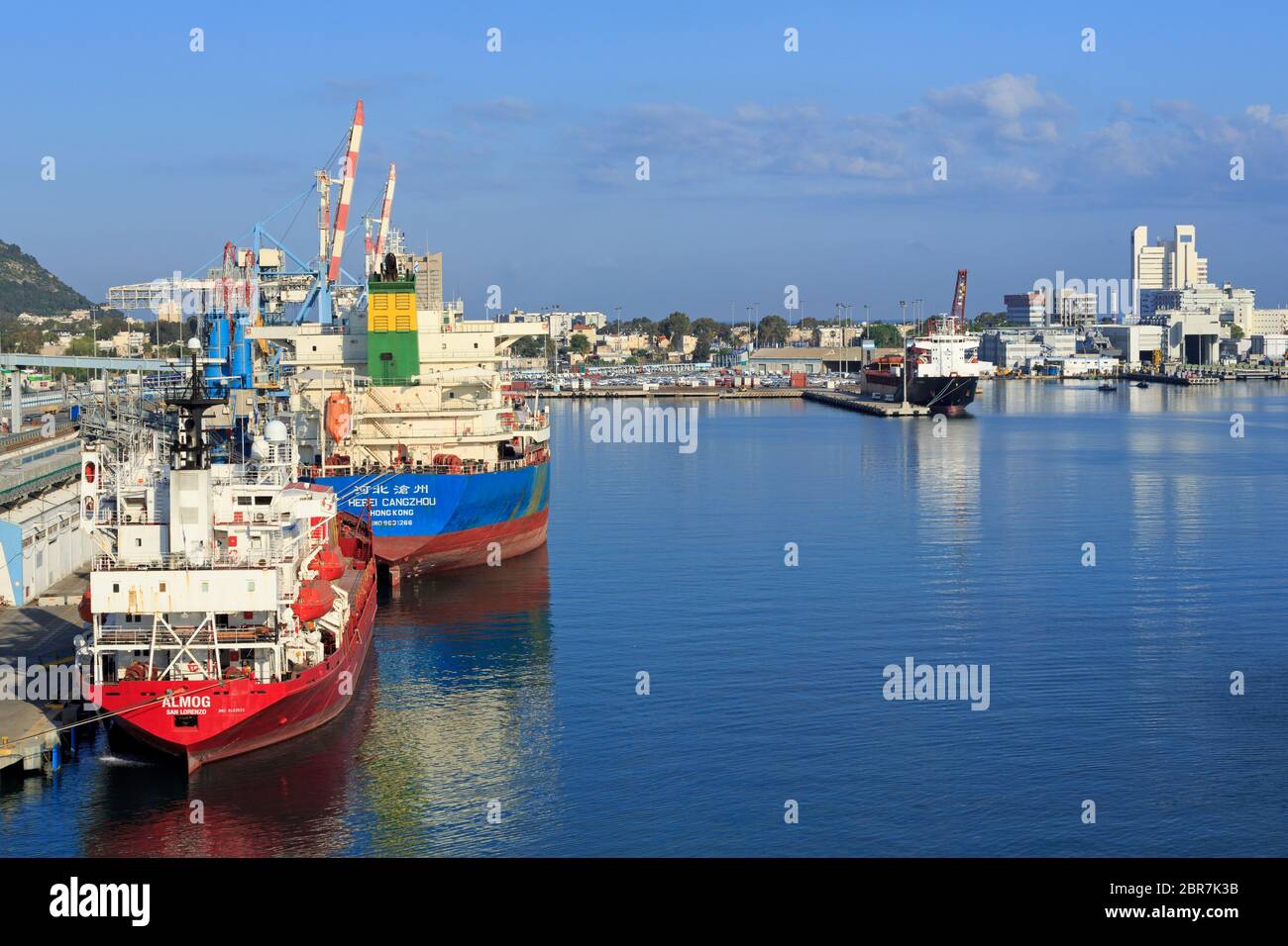 Cargo ships, Port of Haifa, Israel Stock Photo - Alamy