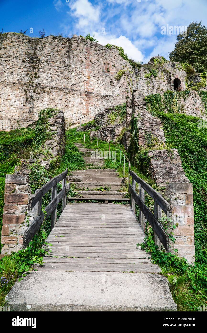 Entrance from historic castle ruin Schauenburg in Blackforest Germany ...