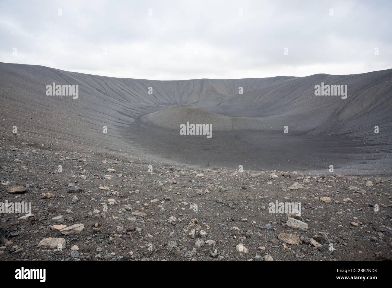 Hverfell caldera volcano top view. Hverfjall, Iceland landmark Stock ...