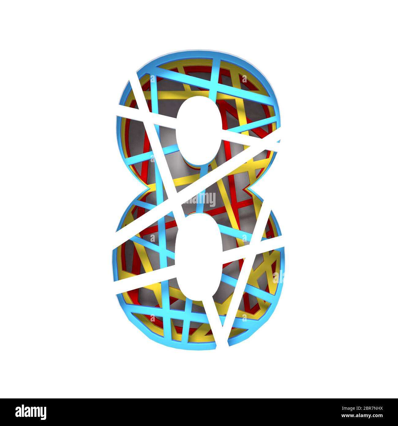 Colorful paper cut out font Number 8 EIGHT 3D render illustration ...